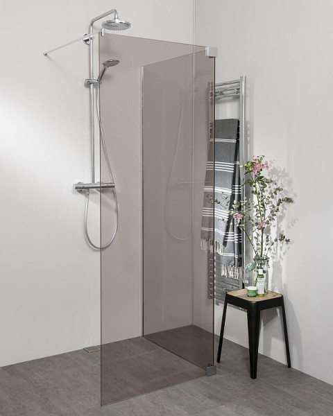 Walk In Dusche teilgerahmt Bronzeglas